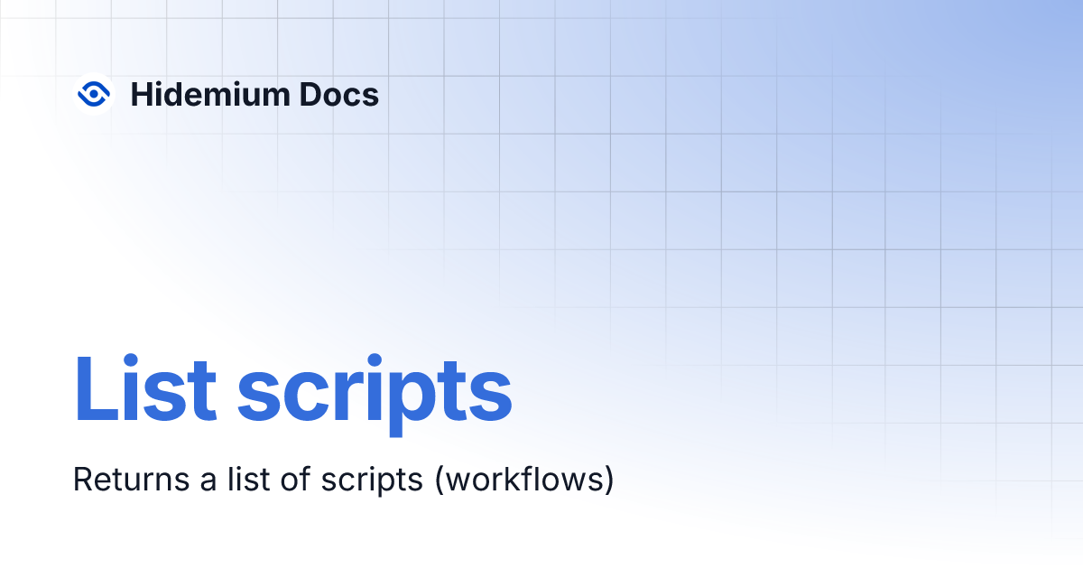List scripts | Hidemium Docs
