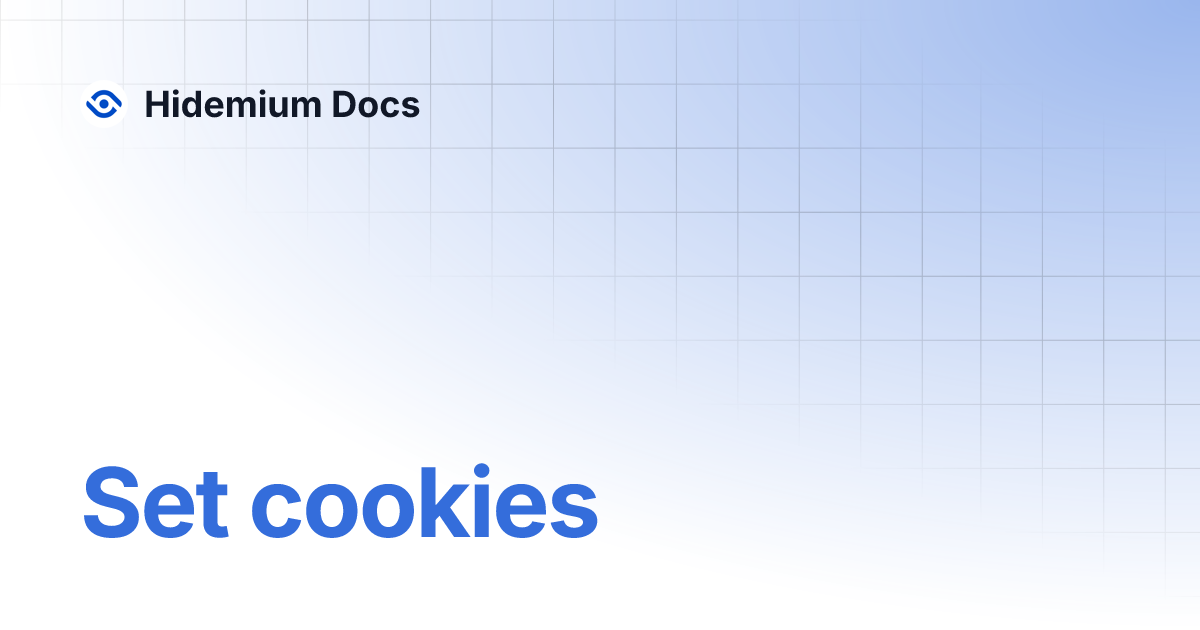 Set cookies | Hidemium Docs